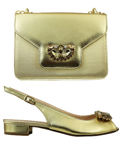 EDS1521| Gold | Enzo di Roma | Shoes & Bag Set